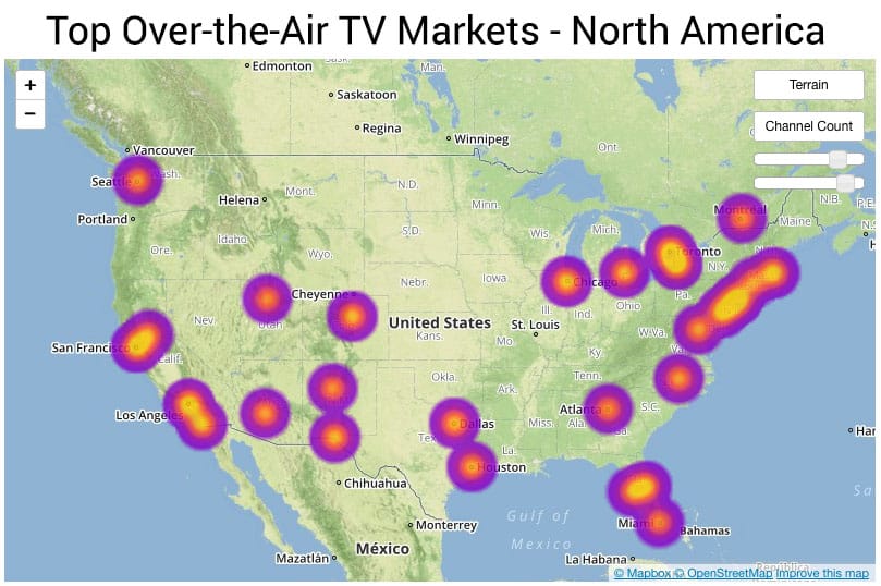 Top 10 Markets for OTA HDTV in North America - Tablo TV