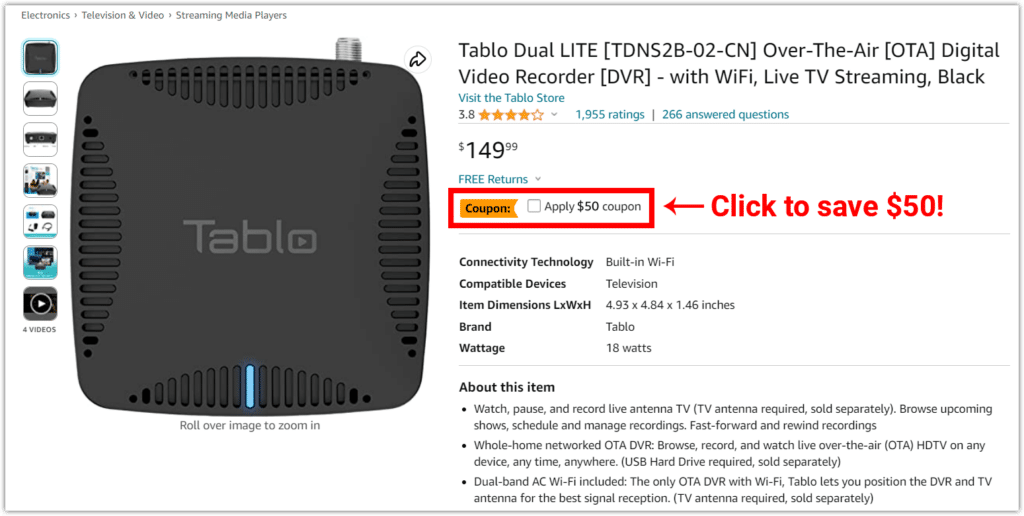 Amazon Prime Day: Save Big on the Tablo DUAL LITE DVR for Antennas ...